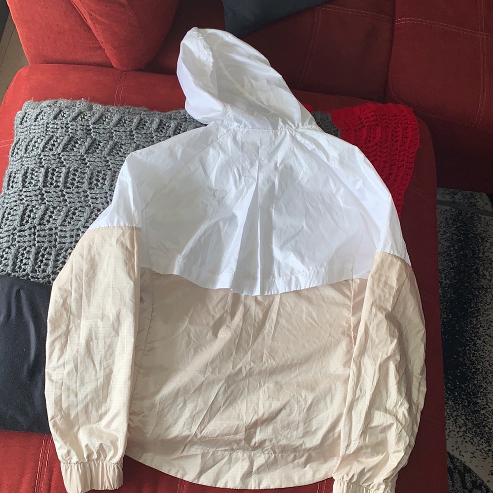 Nike White And Gold Hooded Windbreaker Jacket - Gem